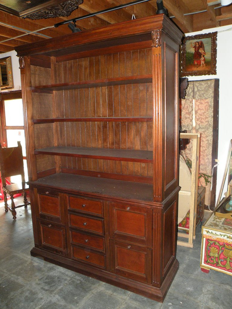 Leather Bookcase with file drawers, mediterranean home office, tuscan ...